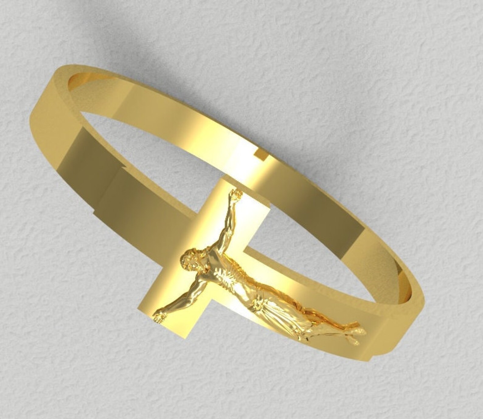 Solid Gold Cross Jesus Ring. Mens Womens 10k 14k Jesus Cross - Etsy