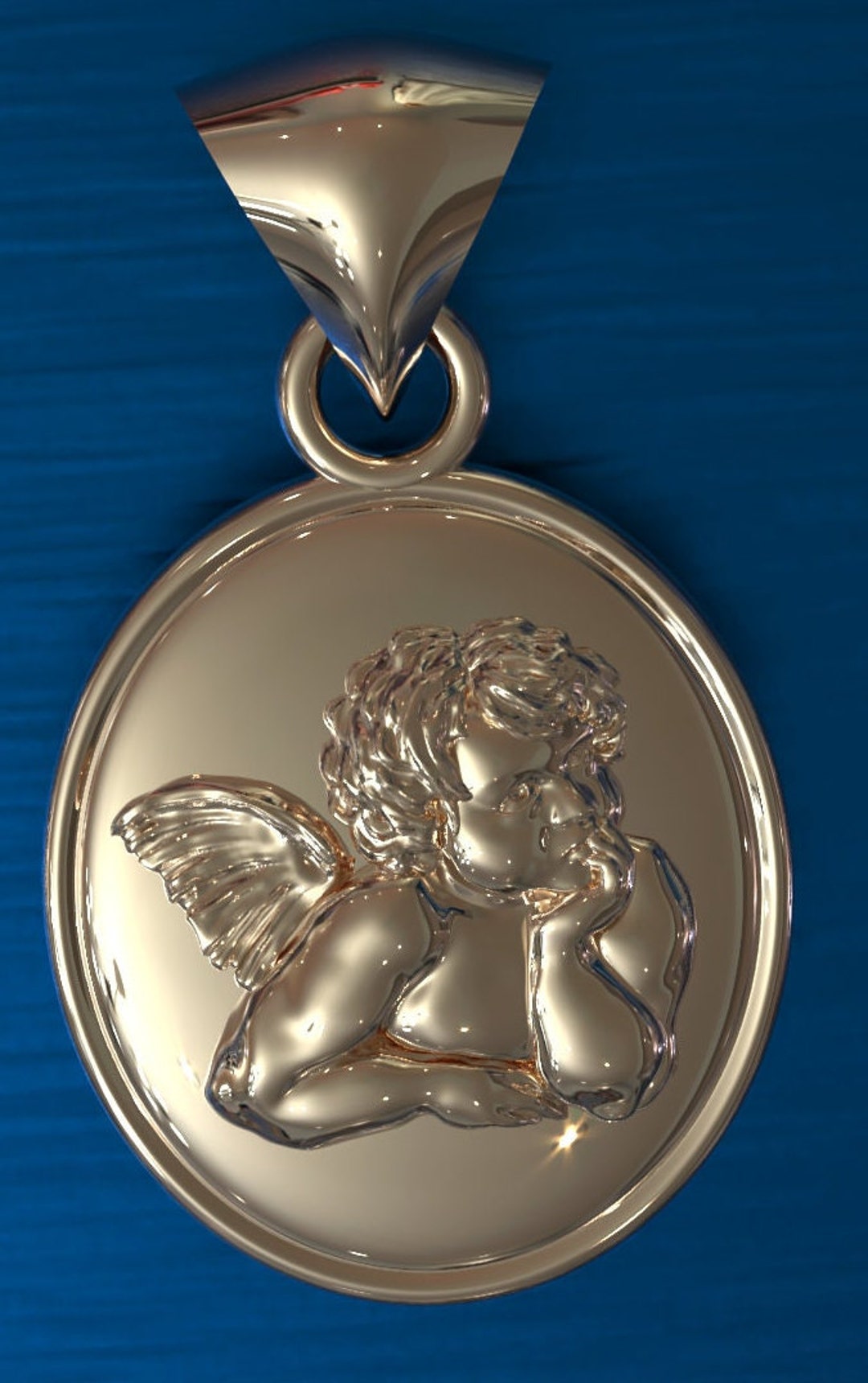Solid 10K 14K Gold Guardian Angel Amulet Religious Charm Medallion ...
