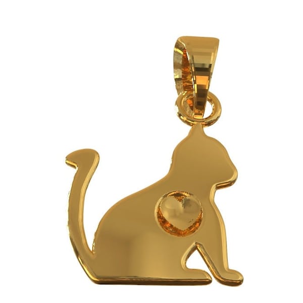 Gold Cat Pendant - Etsy