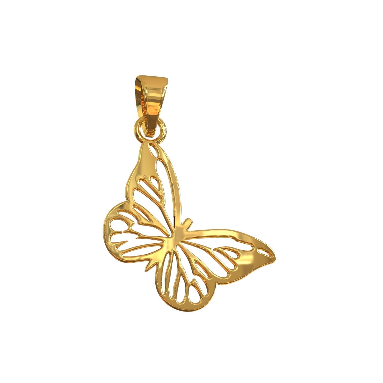 Solid 10k 14k Gold Butterfly Pendant Yellow Gold White Gold Rose Gold Etsy