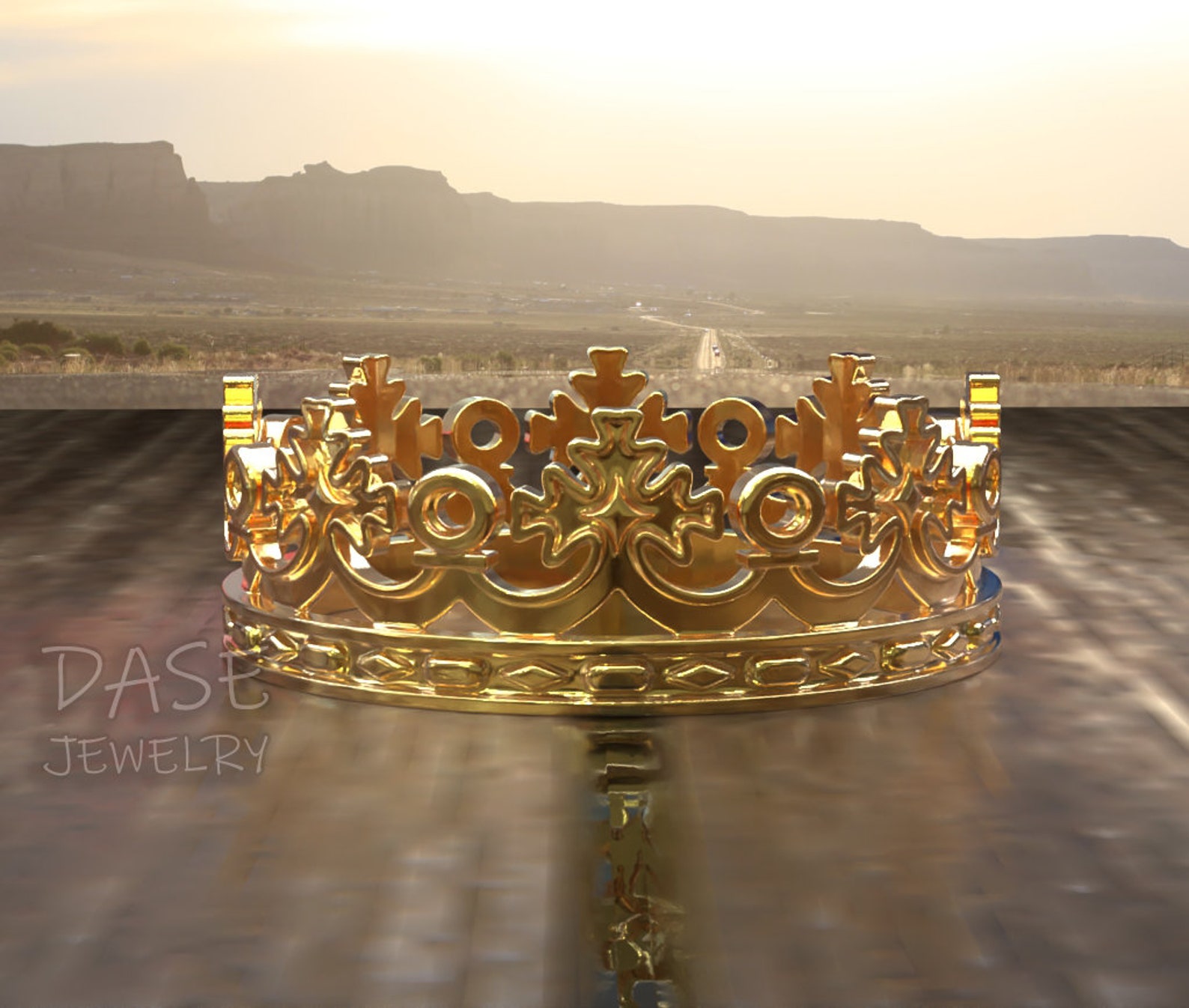 Solid Gold Crown Ring. Wide 10k 14k Gold Band Crown. - Etsy