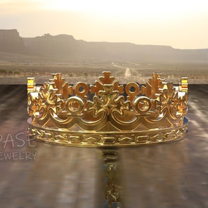 Solid Gold Crown Ring. Wide 10k 14k Gold Band Crown. - Etsy