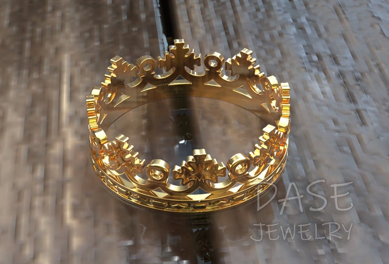 Solid Gold Crown Ring. Wide 10k 14k Gold Band Crown. - Etsy
