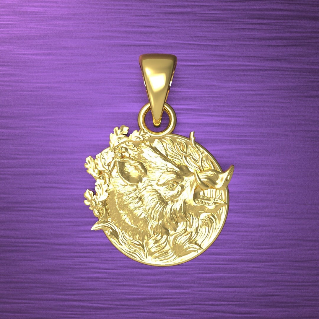 Solid 10K 14K Gold Hog Wild Boar Pendant Charm Yellow, White, Rose Gold ...