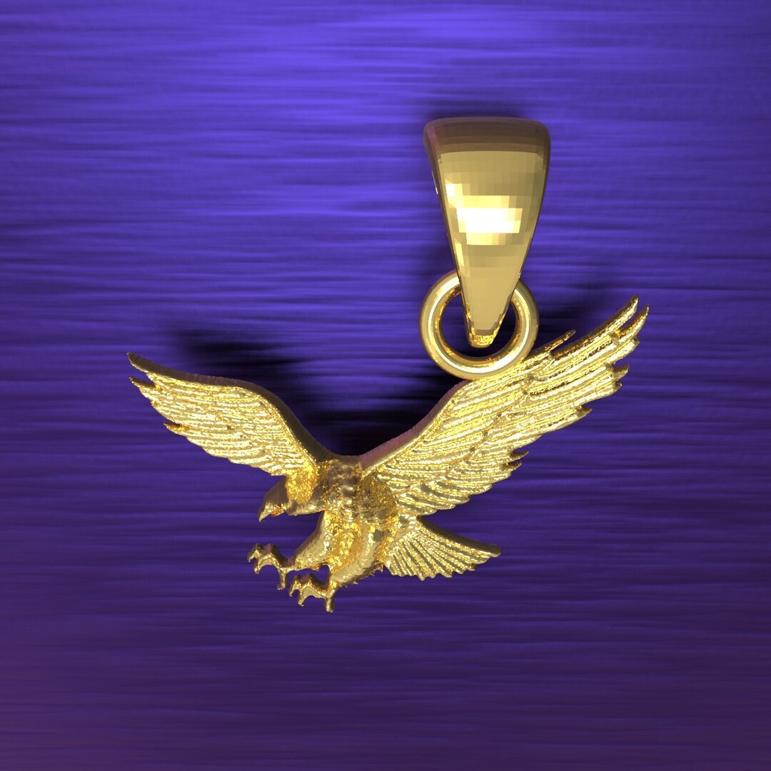 Solid 10K 14K Gold Eagle Pendant Yellow, White, Rose Gold - Etsy