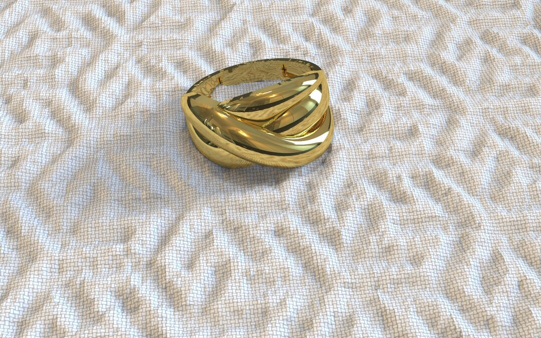 Solid Gold Dome Ring. Real Gold Croissant Ring. Wide Dome Crossover ...