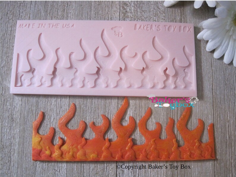 Long Flame Silicone Mold - Raised Flame Mold - Flames - Flexible Mold ...