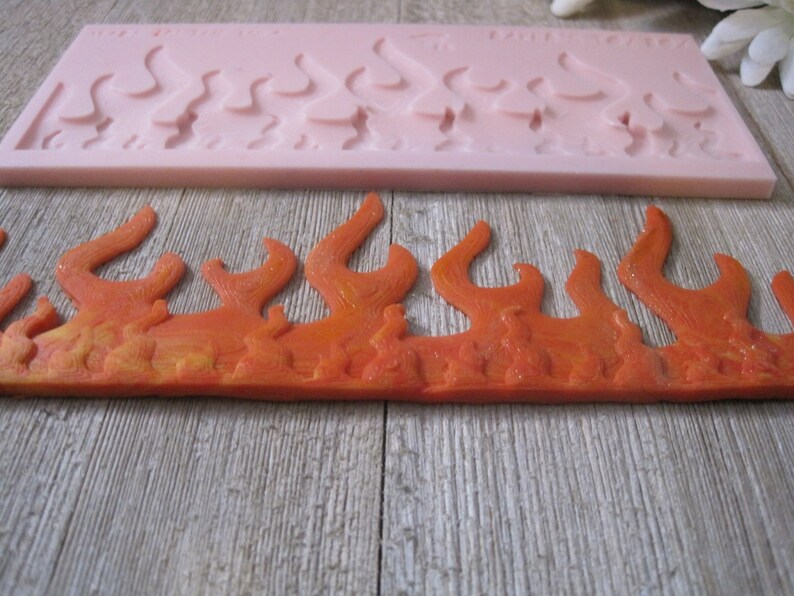 Long Flame Silicone Mold - Raised Flame Mold - Flames - Flexible Mold ...
