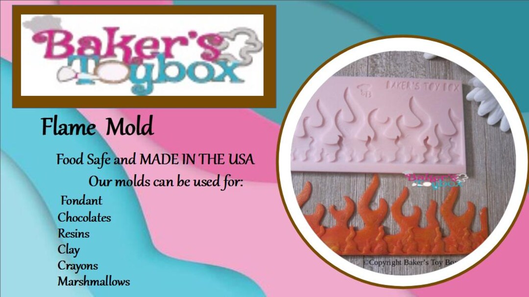 Long Flame Silicone Mold - Raised Flame Mold - Flames - Flexible Mold ...