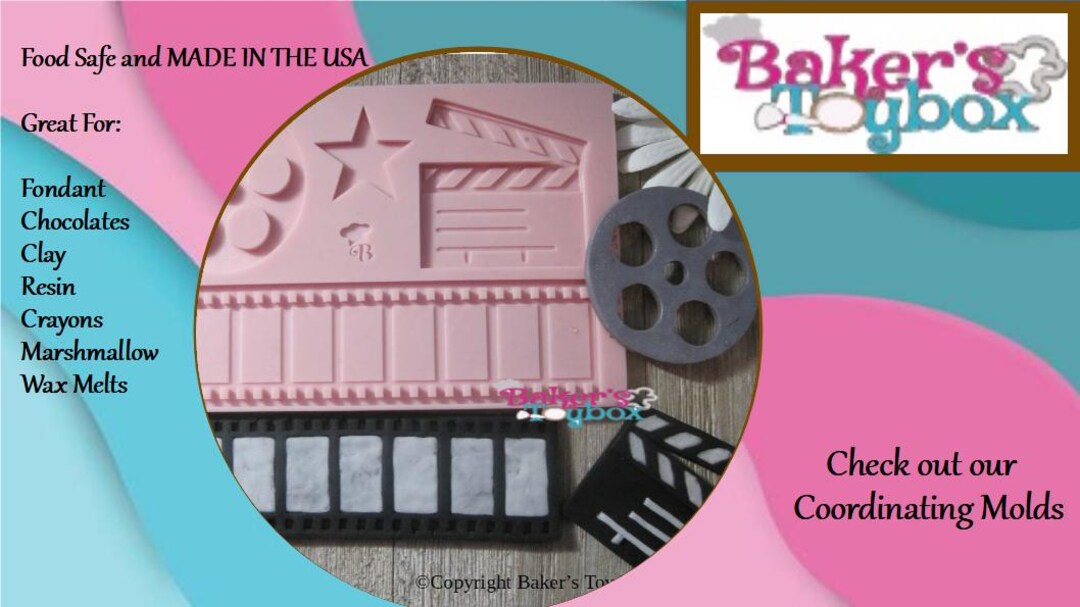 Movie Themed Silicone Mold - Movie Reel Silicone Mold - Film Silicone ...