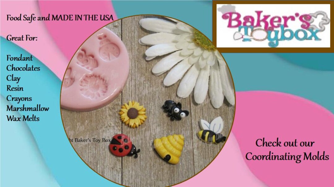Adorable Little Bugs and Flower Silicone Mold - Bees, Lady Bug, Ant ...