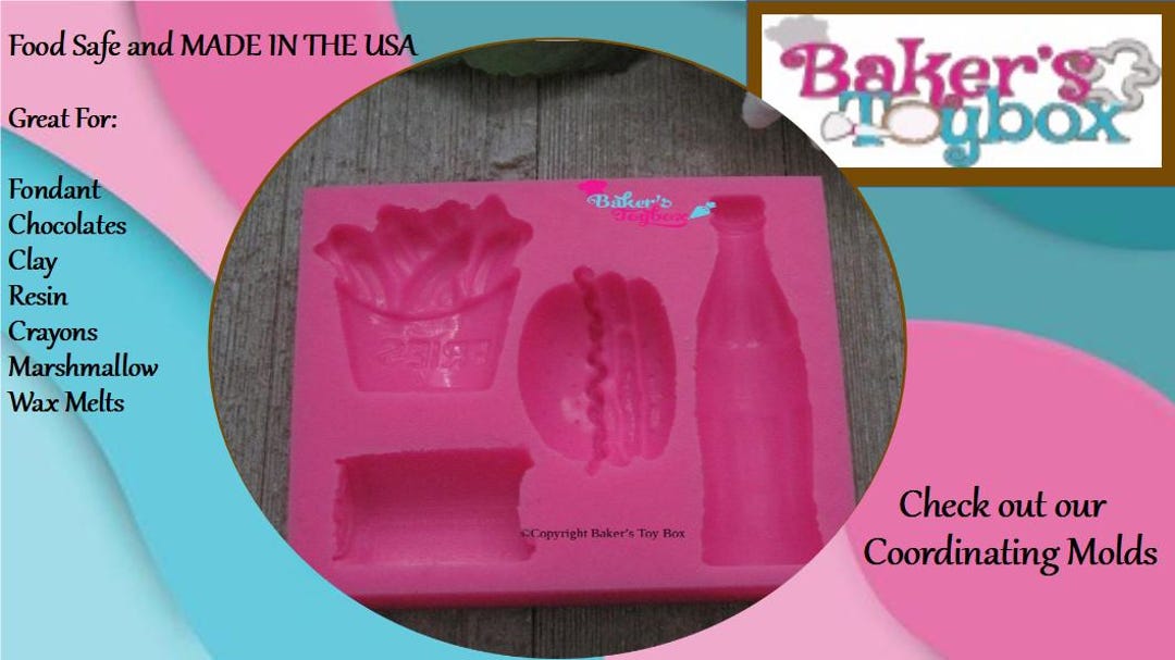 Burger, Soda and Fries Silicone Mold, Silicone Molds, Molds, Resin Mold ...