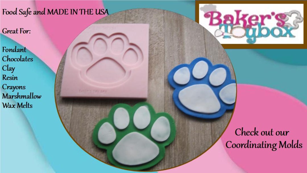 Paw Print Silicone Mold - Large Paw Print Mold - Food Safe Silicone ...