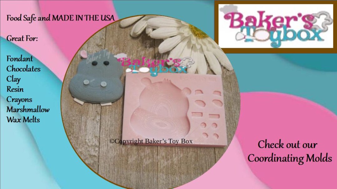 Hippo Cupcake Topper, Silicone Mold, Food Safe Mold, Craft Mold, Resin ...