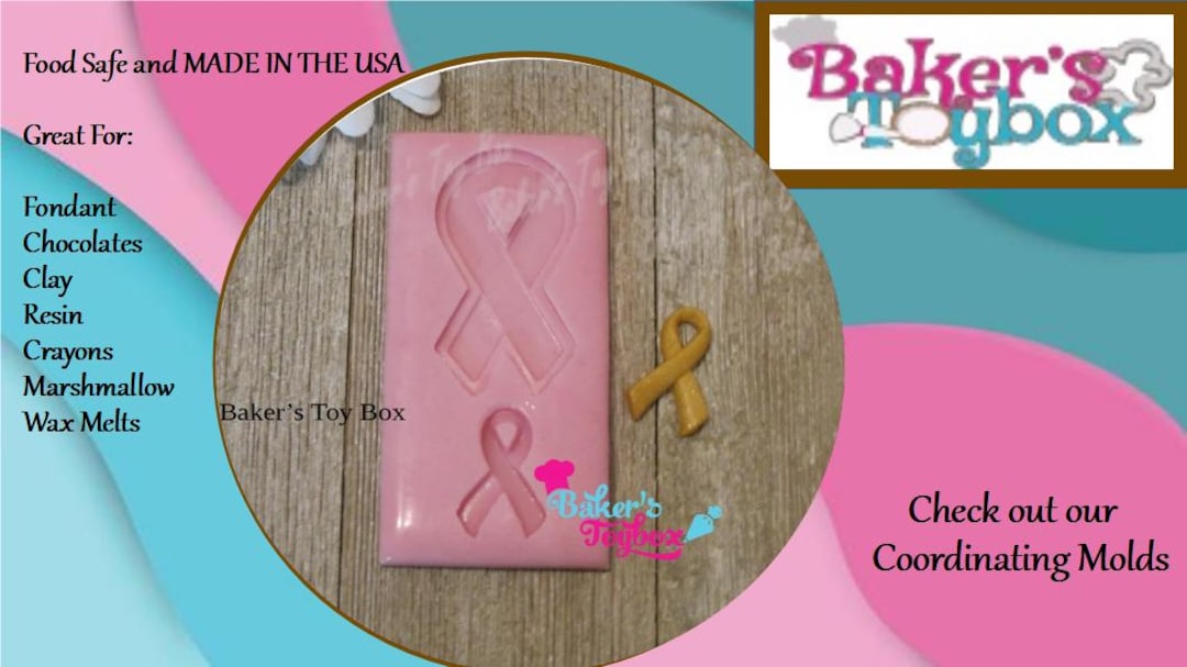 Small and Large Awareness Ribbon Silicone Mold - Ribbon Mold - Flexible ...
