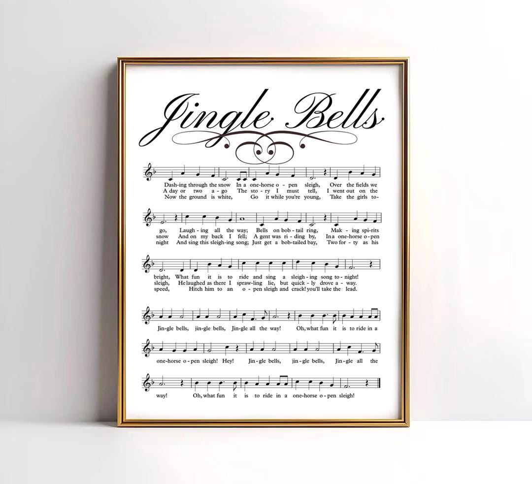 Jingle Bells Music Sheet Print, Vintage Christmas Wall Art, Digital ...