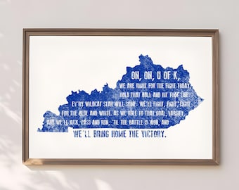 University of Kentucky Fight Song Wall Art - Printable Download - Blue ...