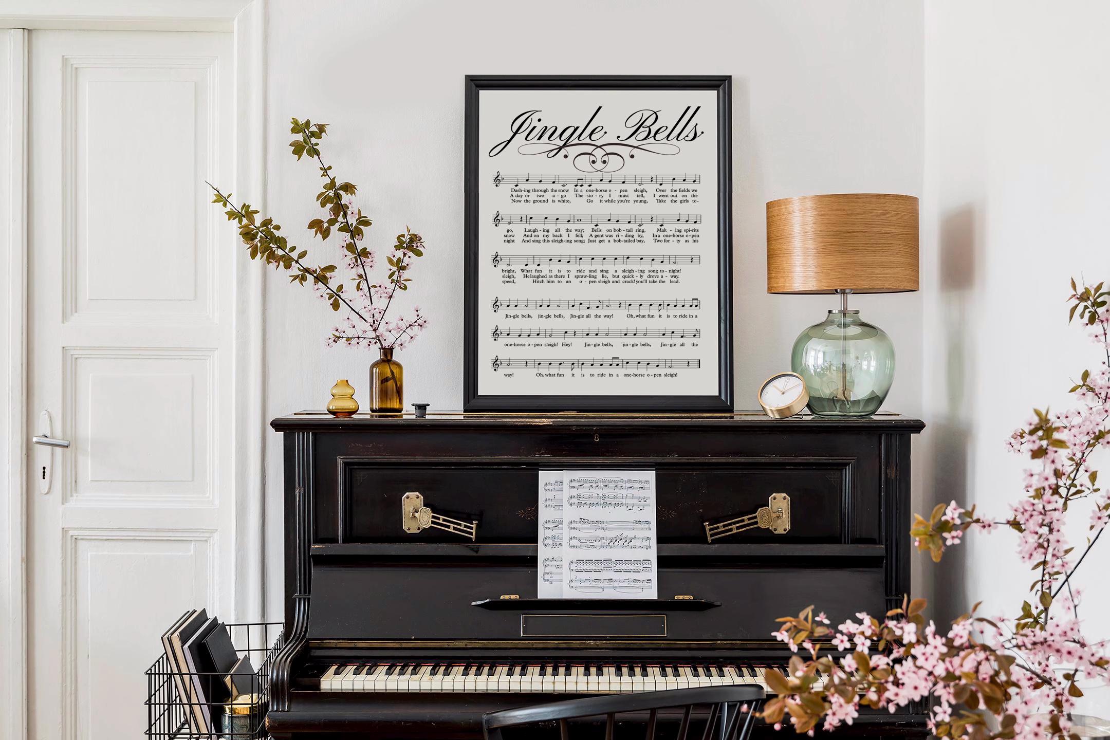 Jingle Bells Music Sheet Print, Vintage Christmas Wall Art, Digital ...
