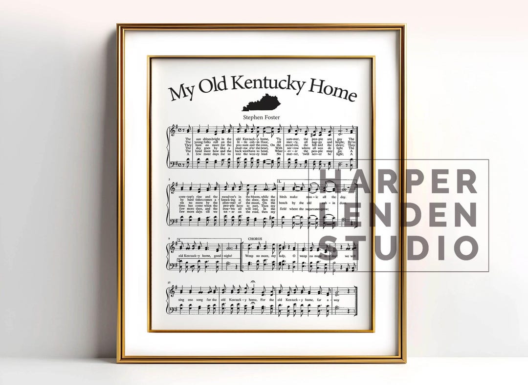 My Old Kentucky Home Music Sheet Printable Kentucky Derby Vintage ...