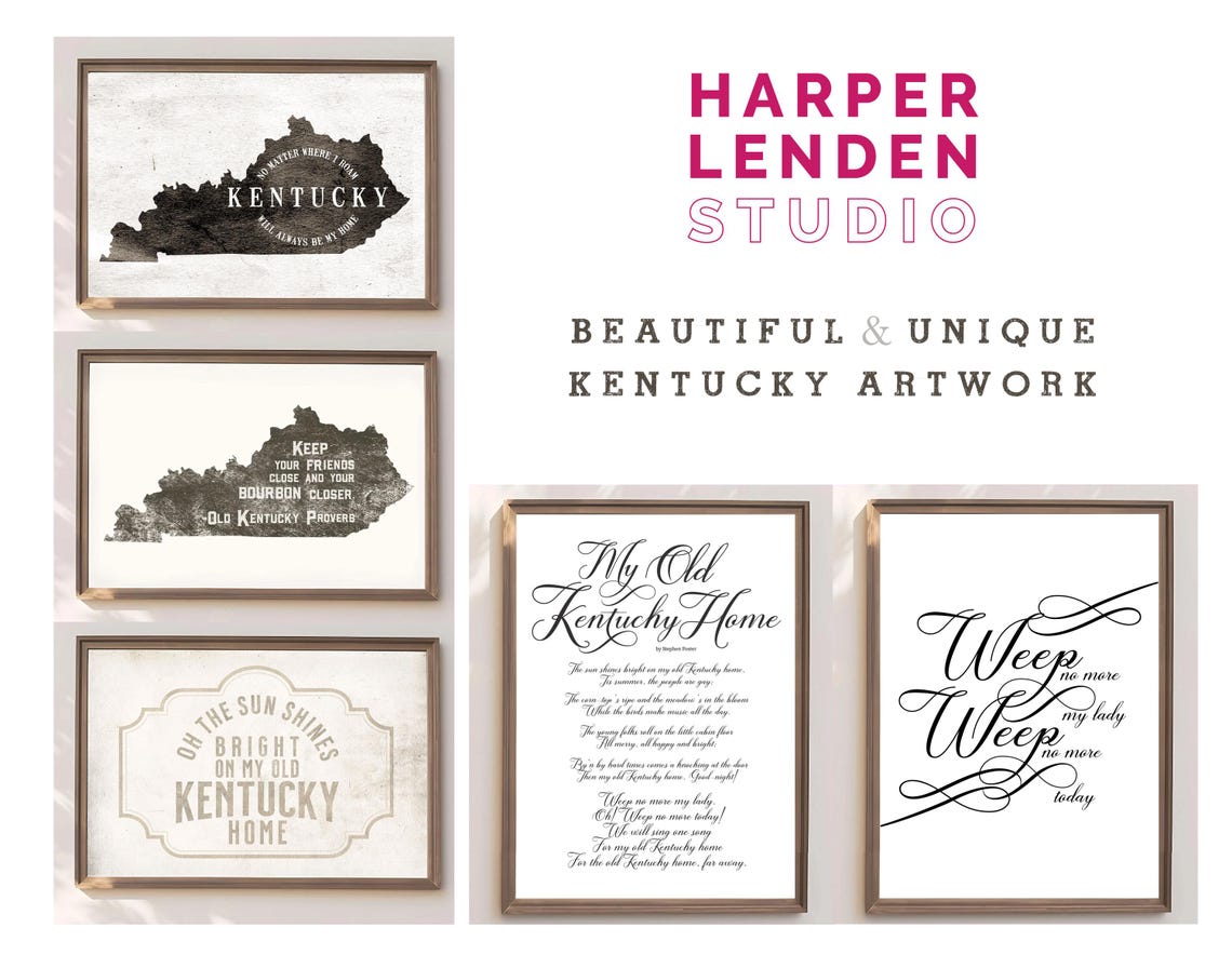 My Old Kentucky Home Lyrics Print, Script Font, Kentucky Derby Decor ...