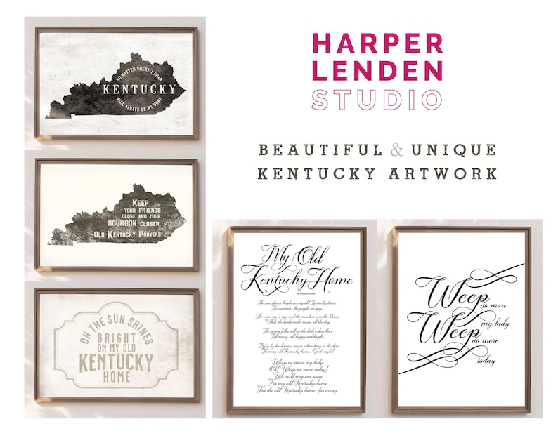 My Old Kentucky Home Lyrics Print, Script Font, Kentucky Derby Decor ...