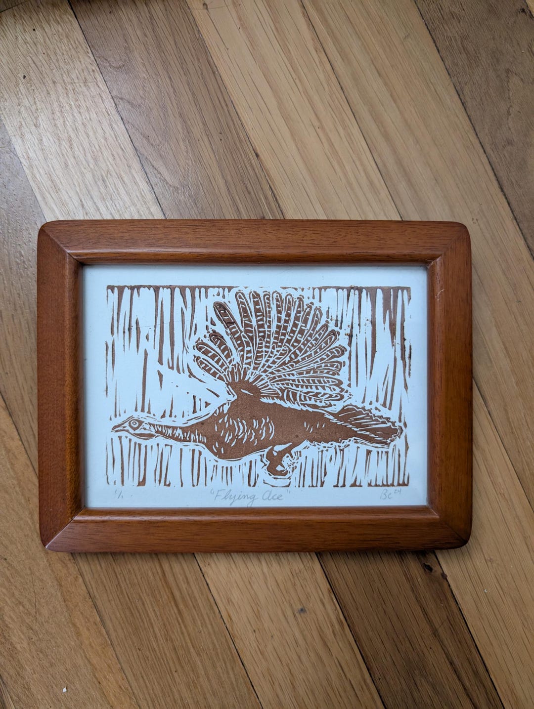 Turkey Linocut flying Ace Original Handmade Print - Etsy