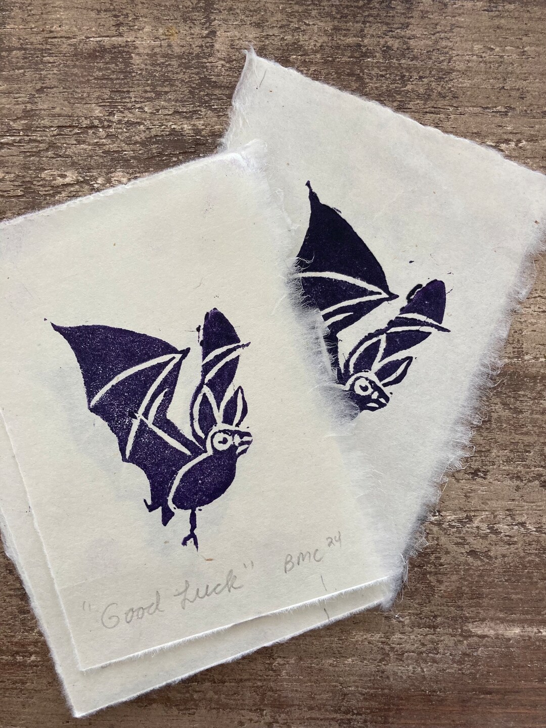 Night Guardian Bat Block Print Original Linocut - Etsy