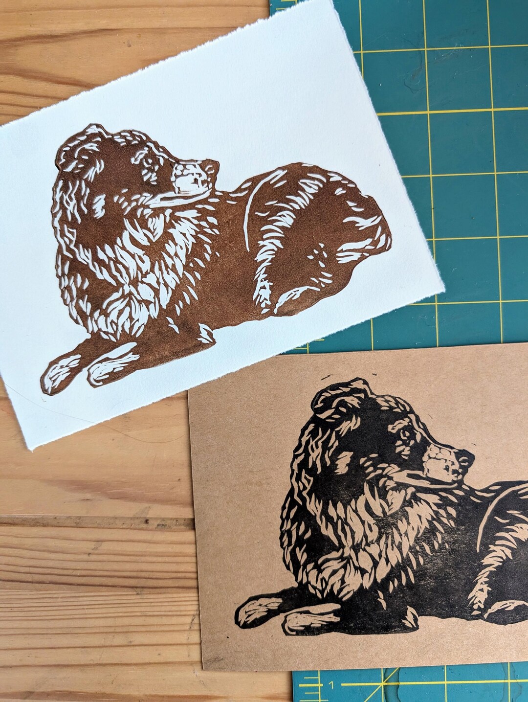 Aussie Dog Linocut - "little Snout" - Original Handmade Print - Etsy