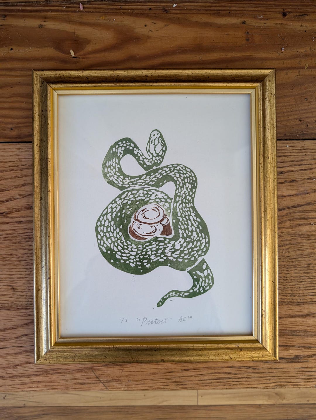 Protect - Snake Block Print - Original Linocut - Etsy
