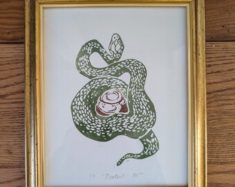 Fenny Snake. Original Linocut Print 4 1/4" X 6" (A6) - Etsy
