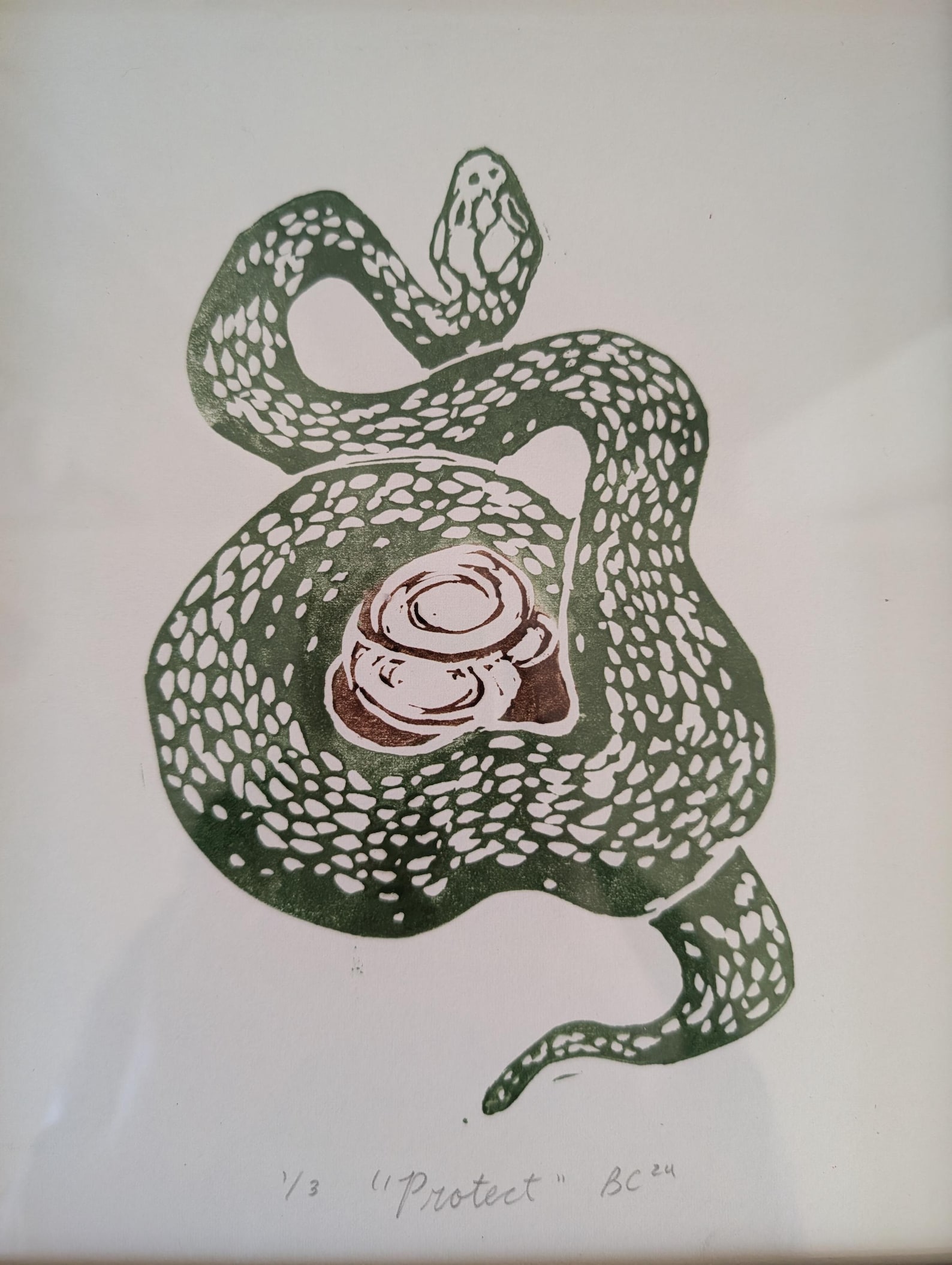 Protect - Snake Block Print - Original Linocut - Etsy