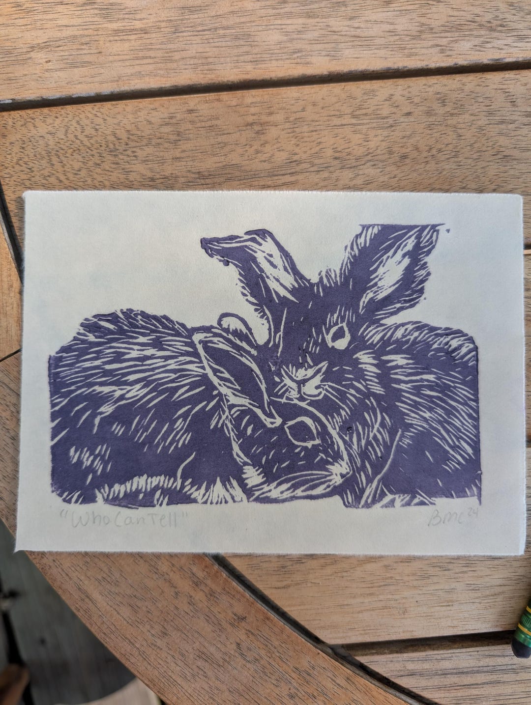 Rabbits Linocut - "who Can Tell" - Original Handmade Print - Etsy