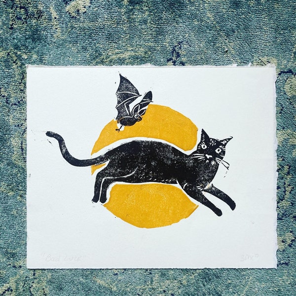 Cat Block Print - Etsy