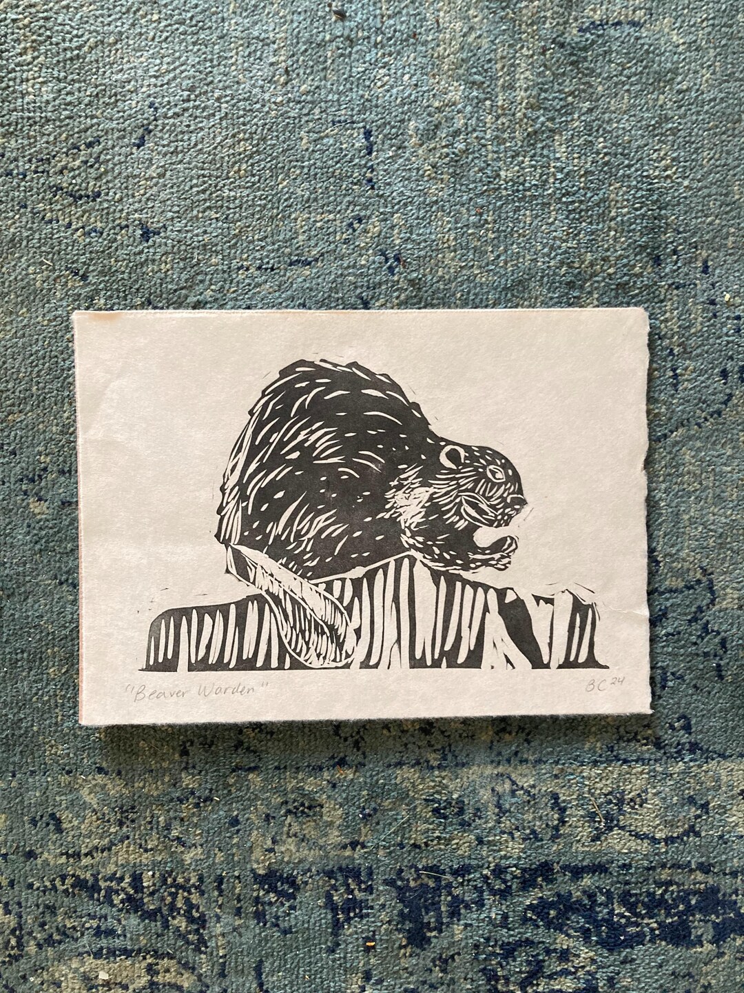 Pond Warden Block Print Original Linocut - Etsy