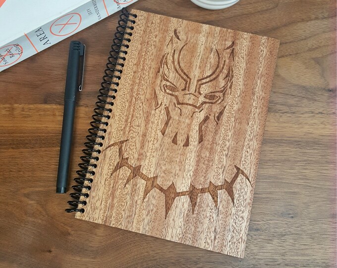 Marvel Black Panther Wood Notebook Laser Engraved Hardwood | Etsy