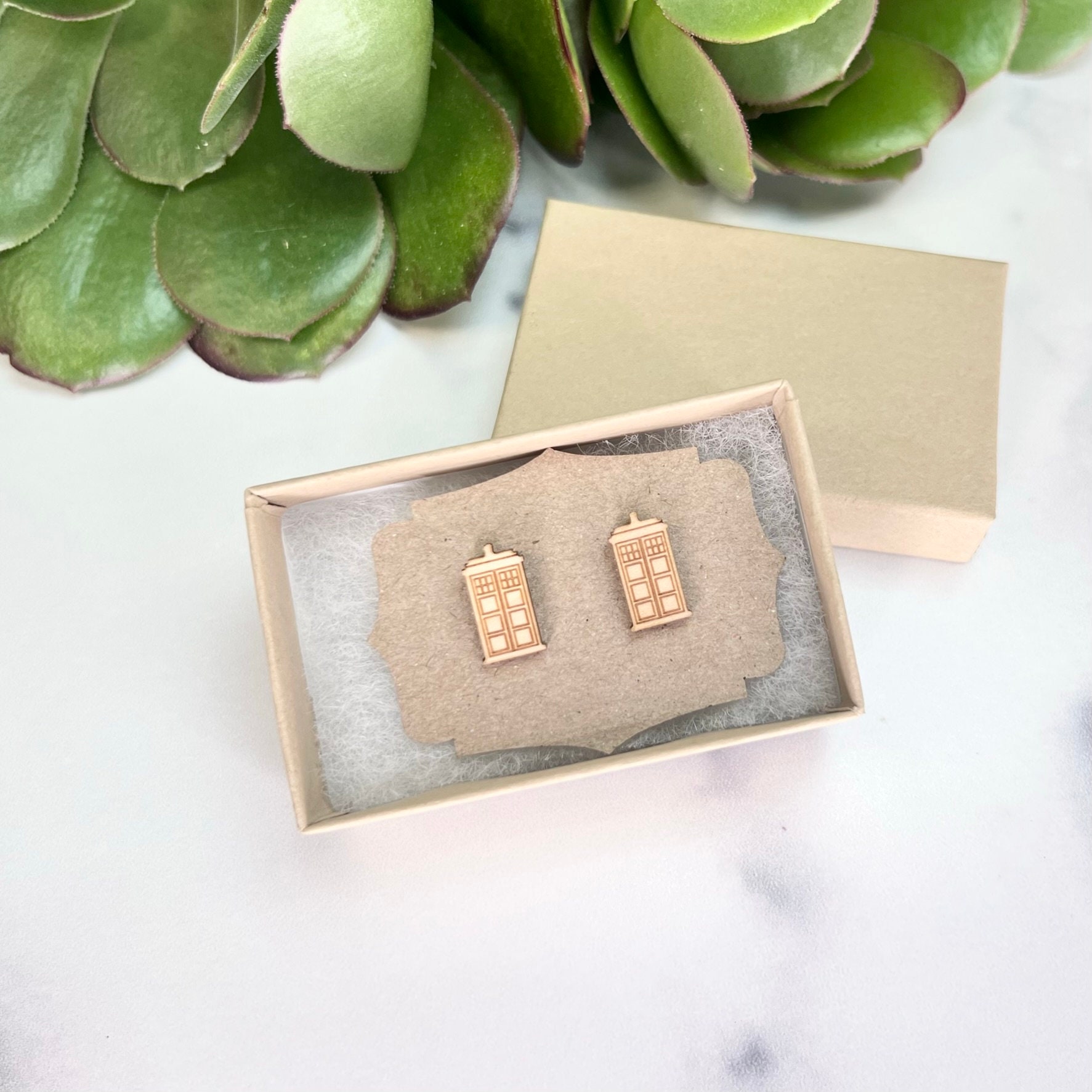 Doctor Who TARDIS Earrings - Laser Engraved Wood Earrings ...