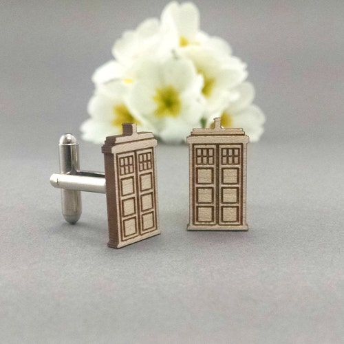 Doctor Who TARDIS Cuff Links Laser Engraved on Maple Wood - Etsy