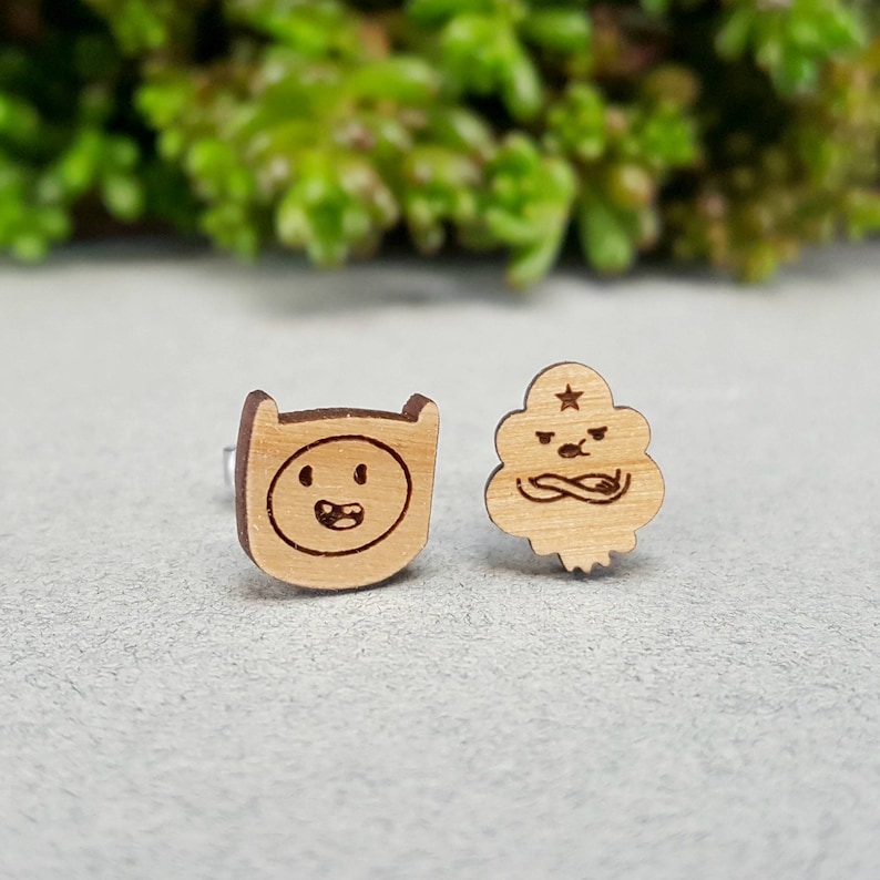 Adventure Time Wood Earrings – Hypoallergenic Titanium Posts - Etsy 日本