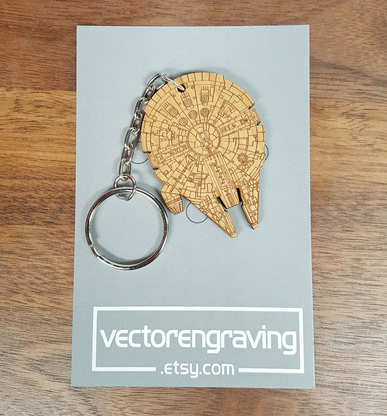 Key Chain - Star Wars Millennium Falcon- Wood Keychain - Laser Engraved ...
