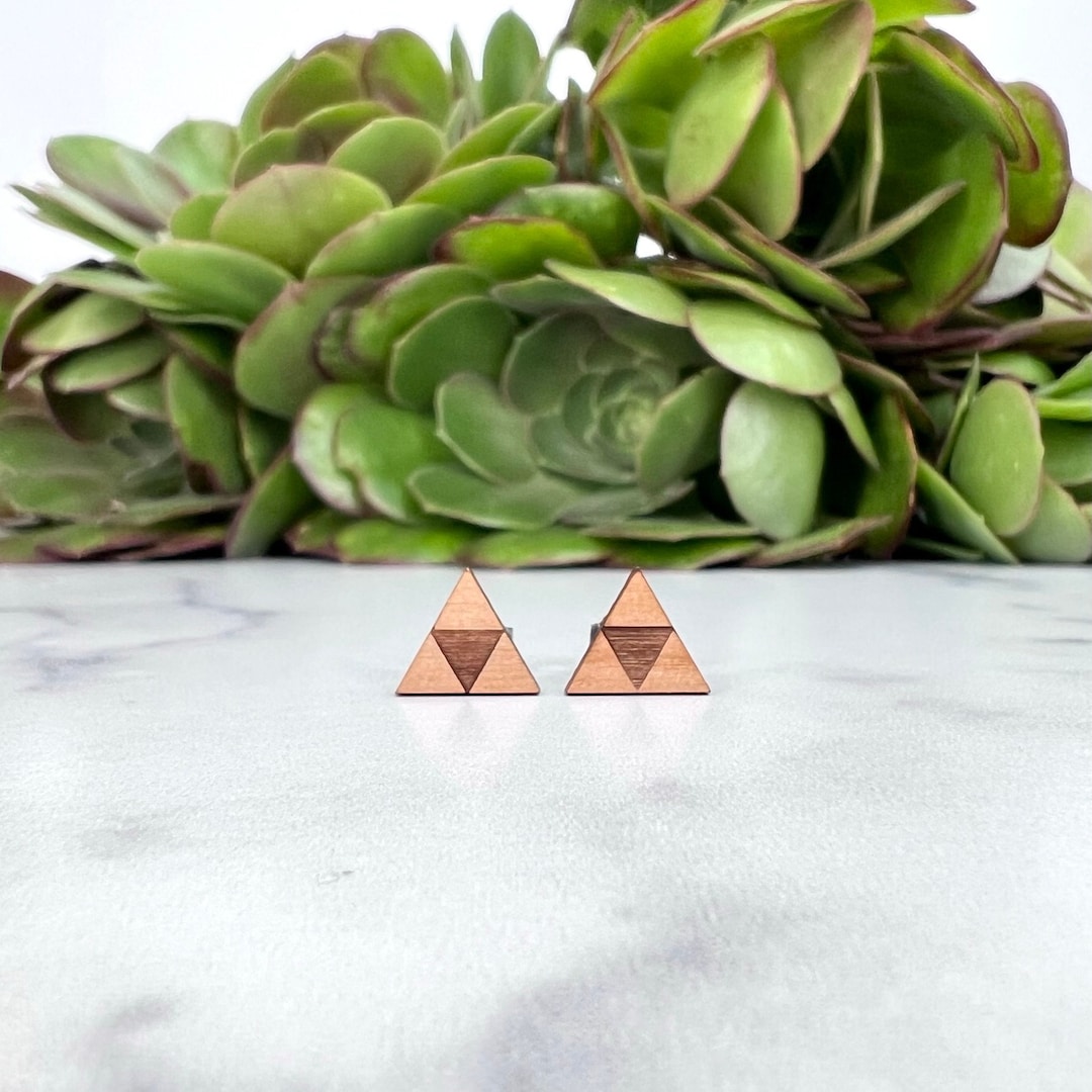 Zelda Triforce Triangle Earrings - Laser Engraved on Alder Wood ...