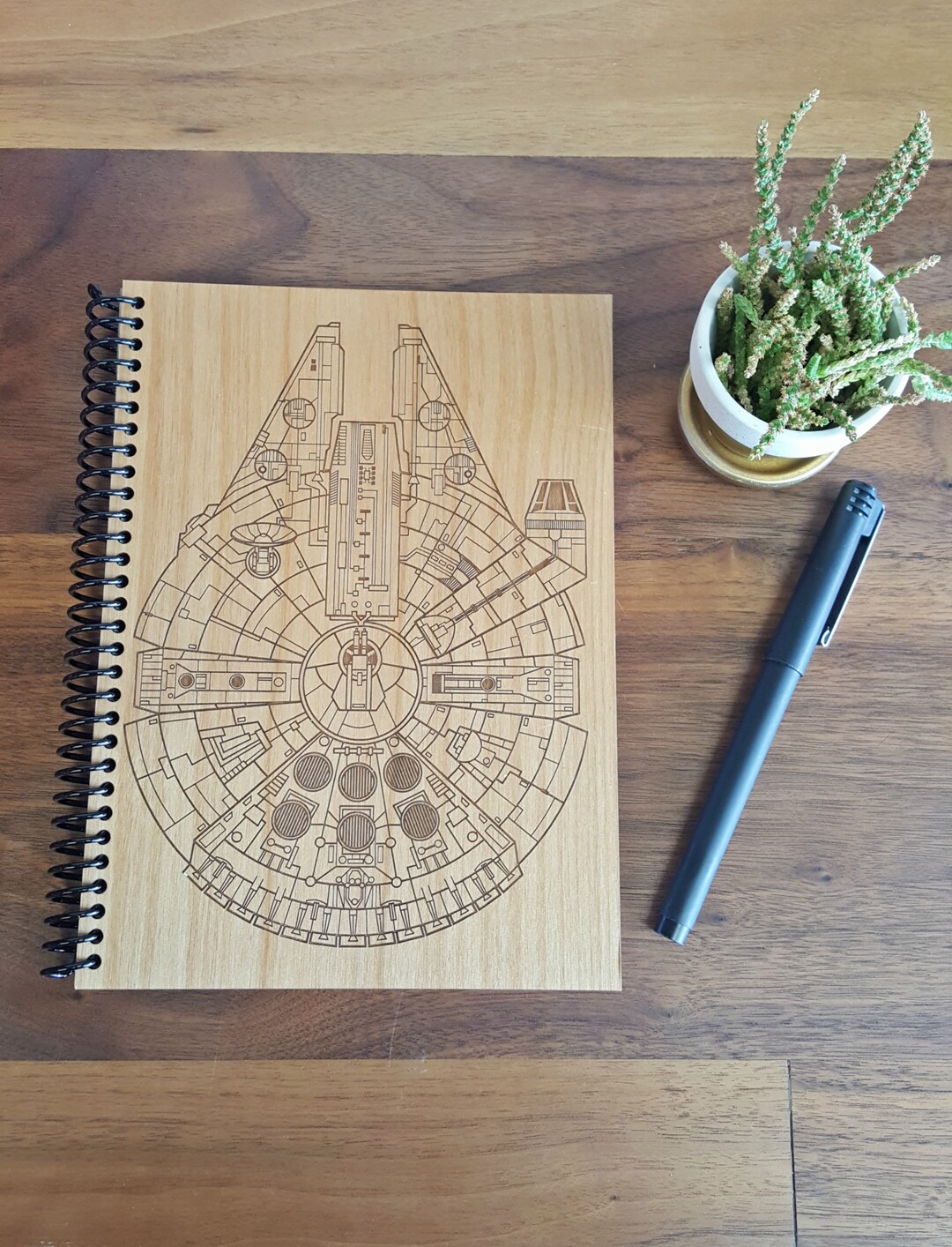 Millennium Falcon Wood Notebook - Custom Engraving Front or Inside ...