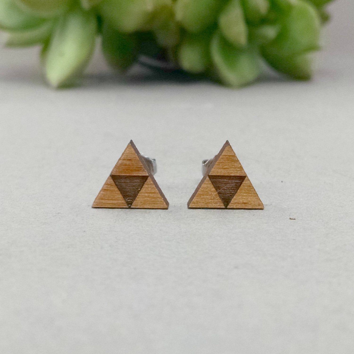 Zelda Triforce Triangle Earrings Laser Engraved on Alder - Etsy