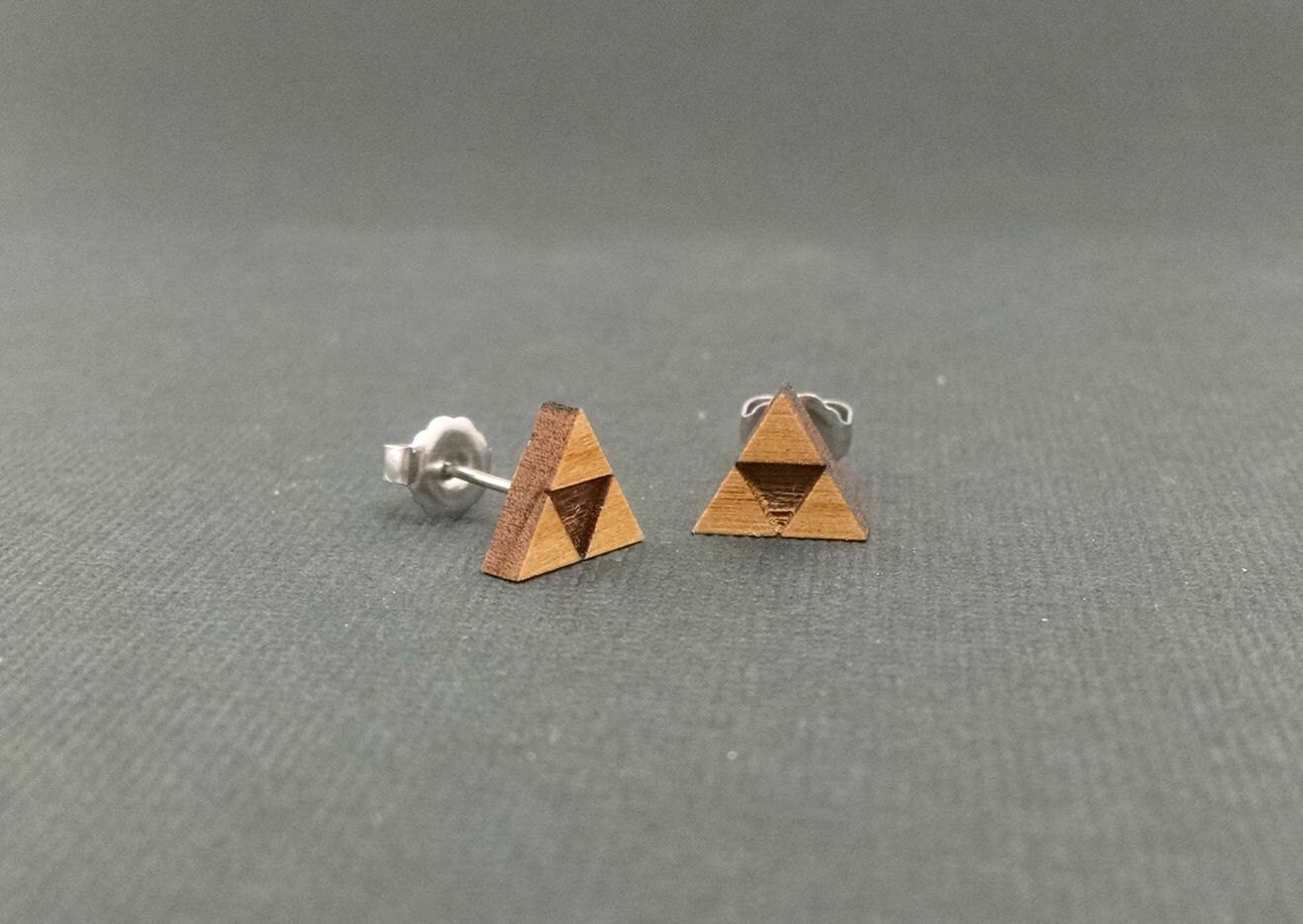 Zelda Triforce Triangle Earrings Laser Engraved on Alder - Etsy