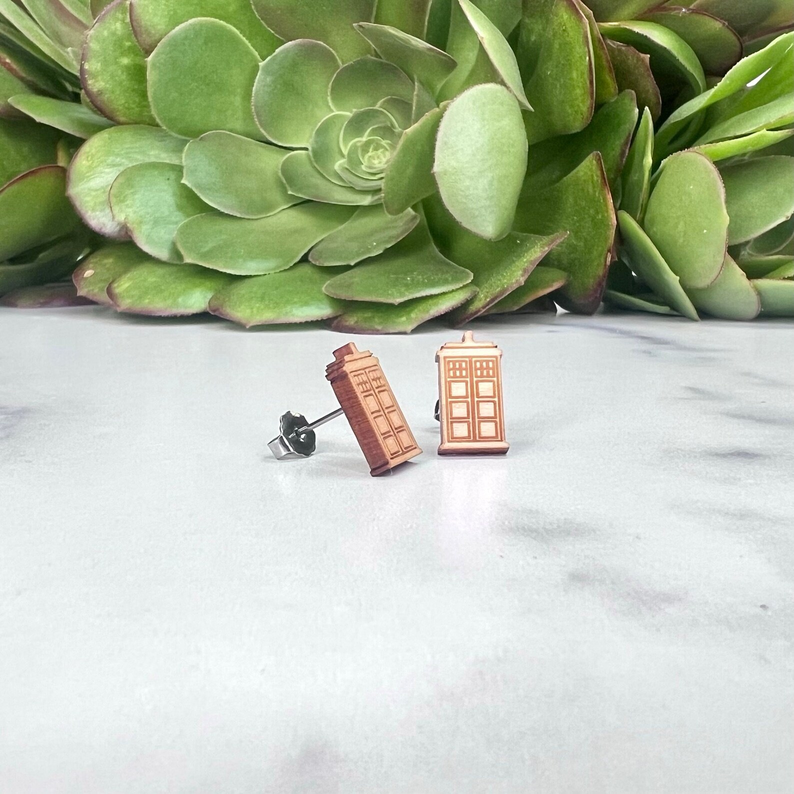 Doctor Who TARDIS Earrings - Laser Engraved Wood Earrings ...