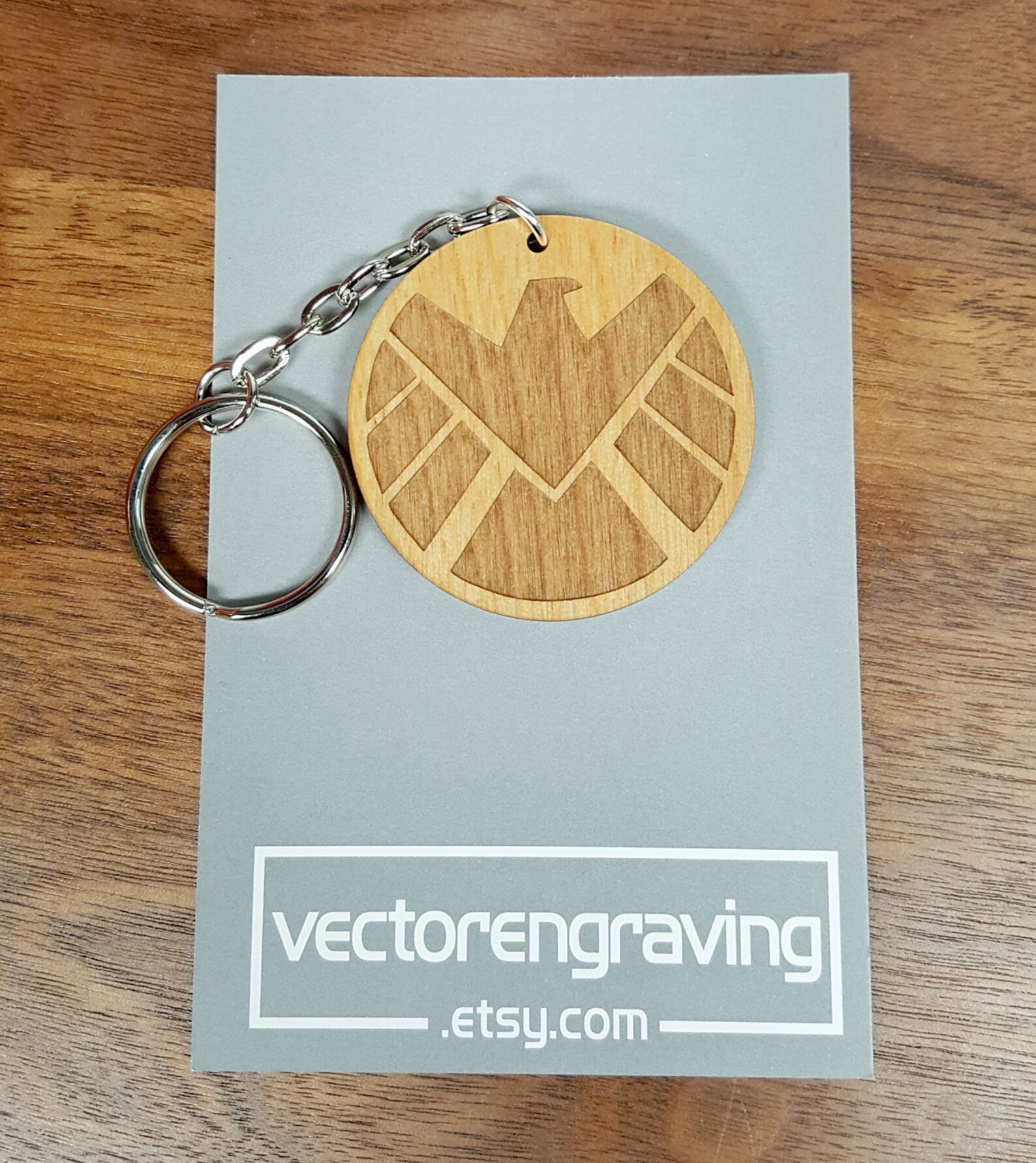 Key Chain Marvel Agents of SHEILD Wood Keychain Laser | Etsy