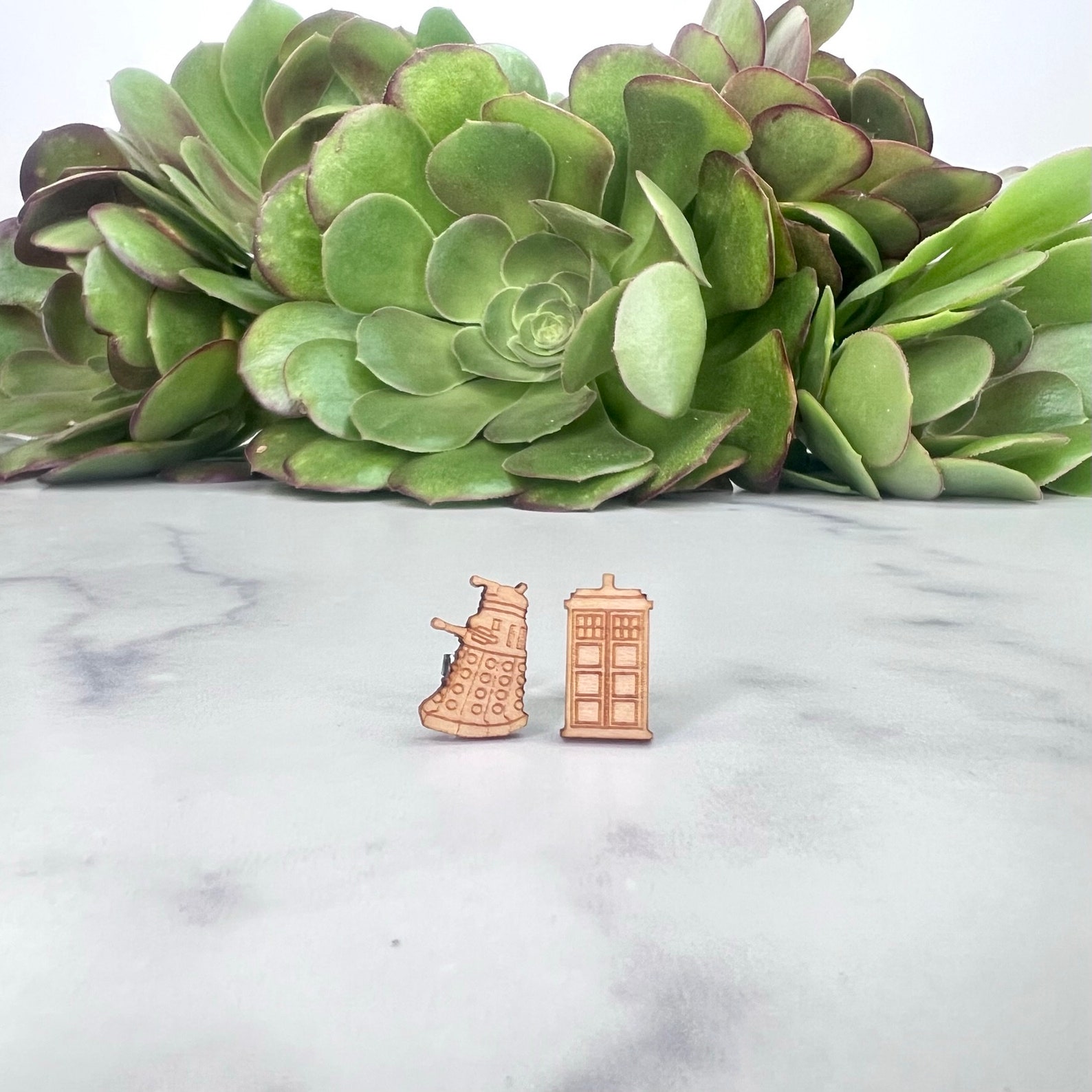 Doctor Who TARDIS Earrings - Laser Engraved Wood Earrings ...