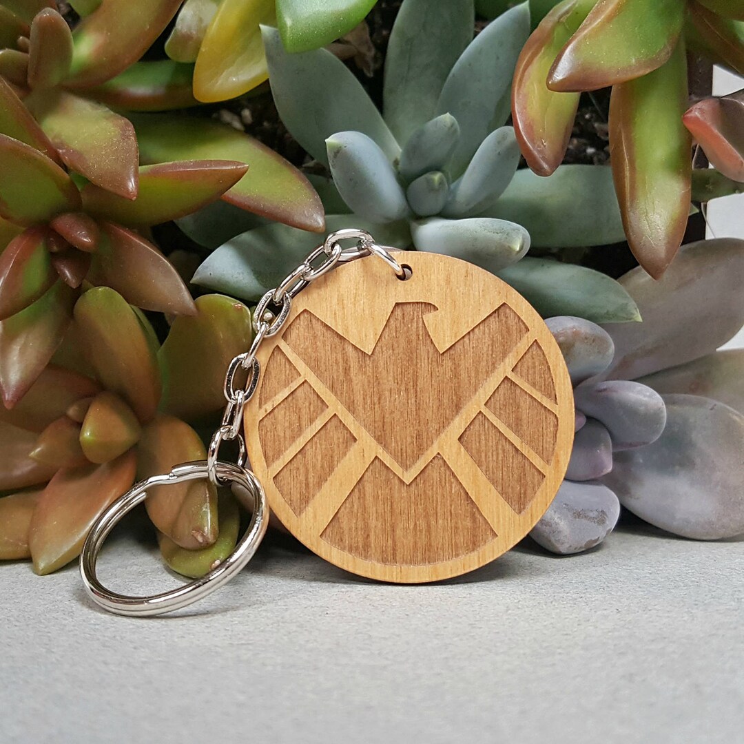 Key Chain Marvel Agents of SHEILD Wood Keychain Laser - Etsy