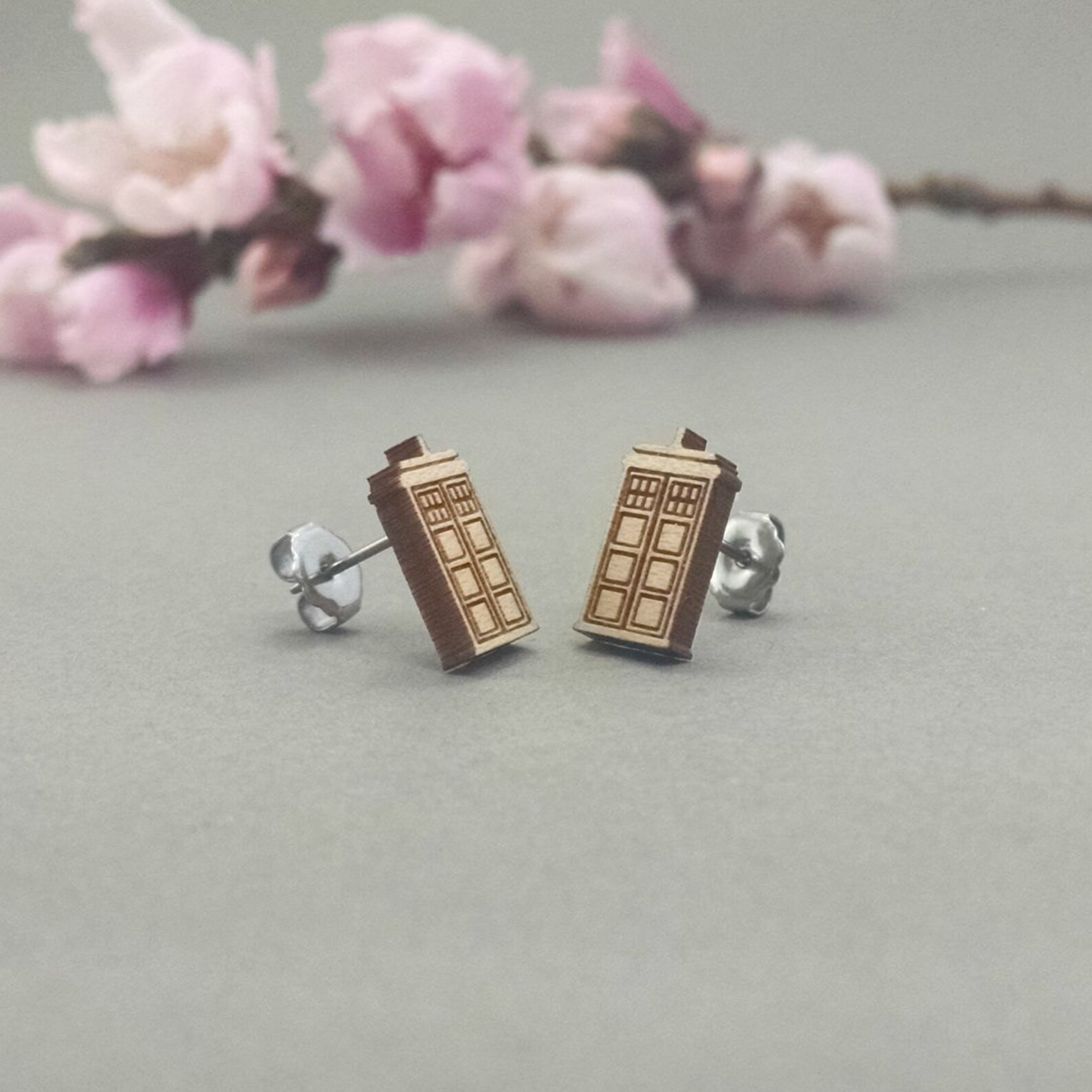 Doctor Who TARDIS Earrings Laser Engraved Wood Earrings - Etsy