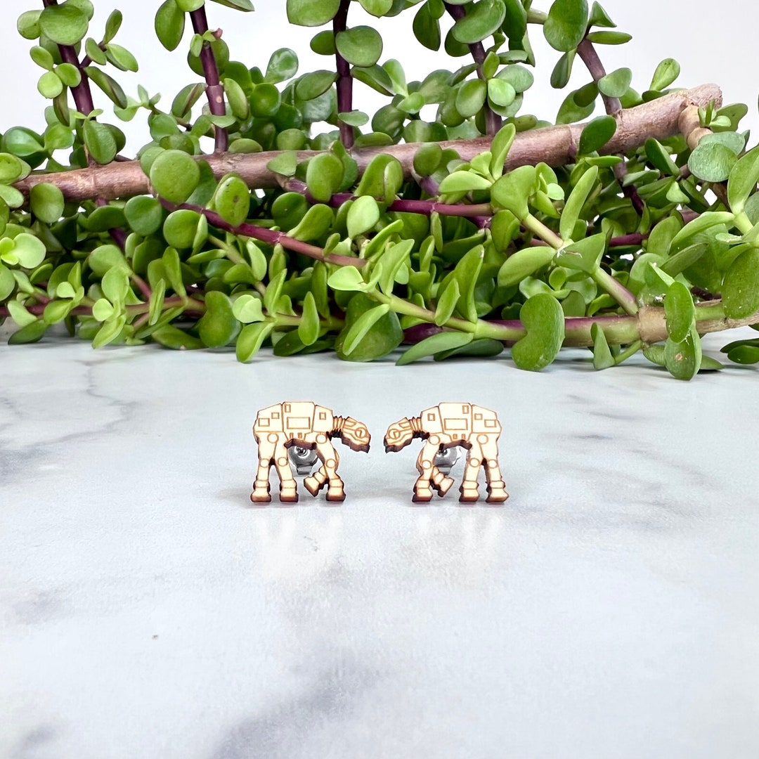 Star Wars AT-AT Walker Earrings Laser Engraved on Maple Wood ...