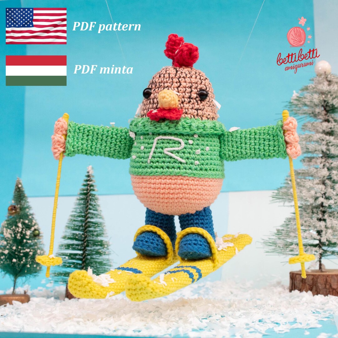 Roger the Skiing Rooster Crochet Pattern | Amigurumi Winter Rooster ...